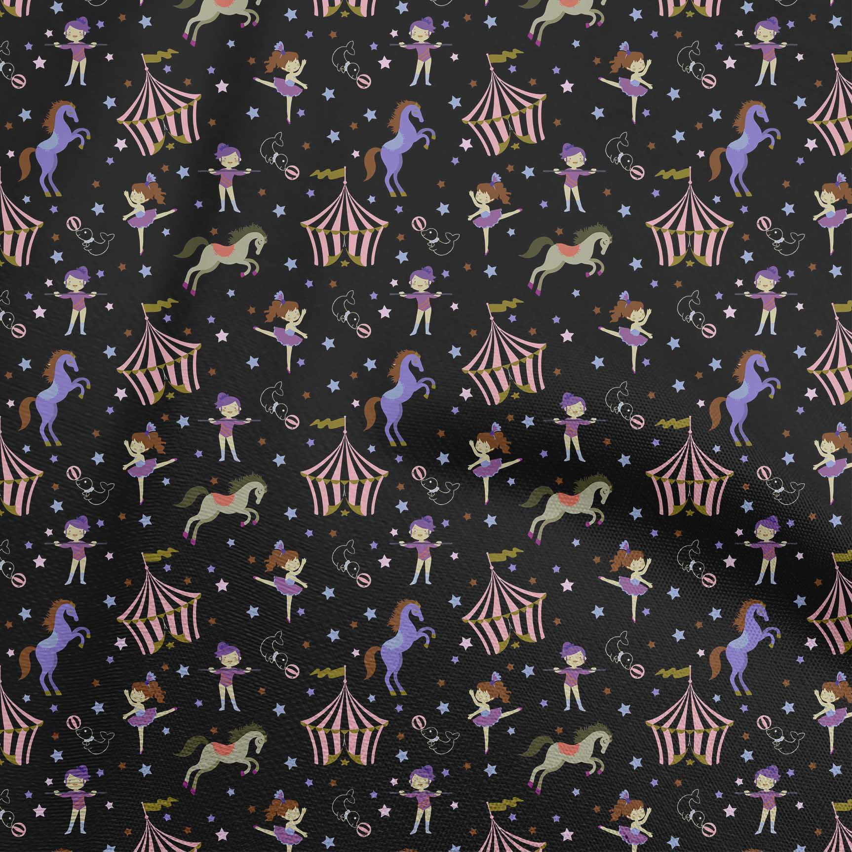 oneOone Cotton Flex Black Fabric Circus Diy Clothing Quilting Fabric ...
