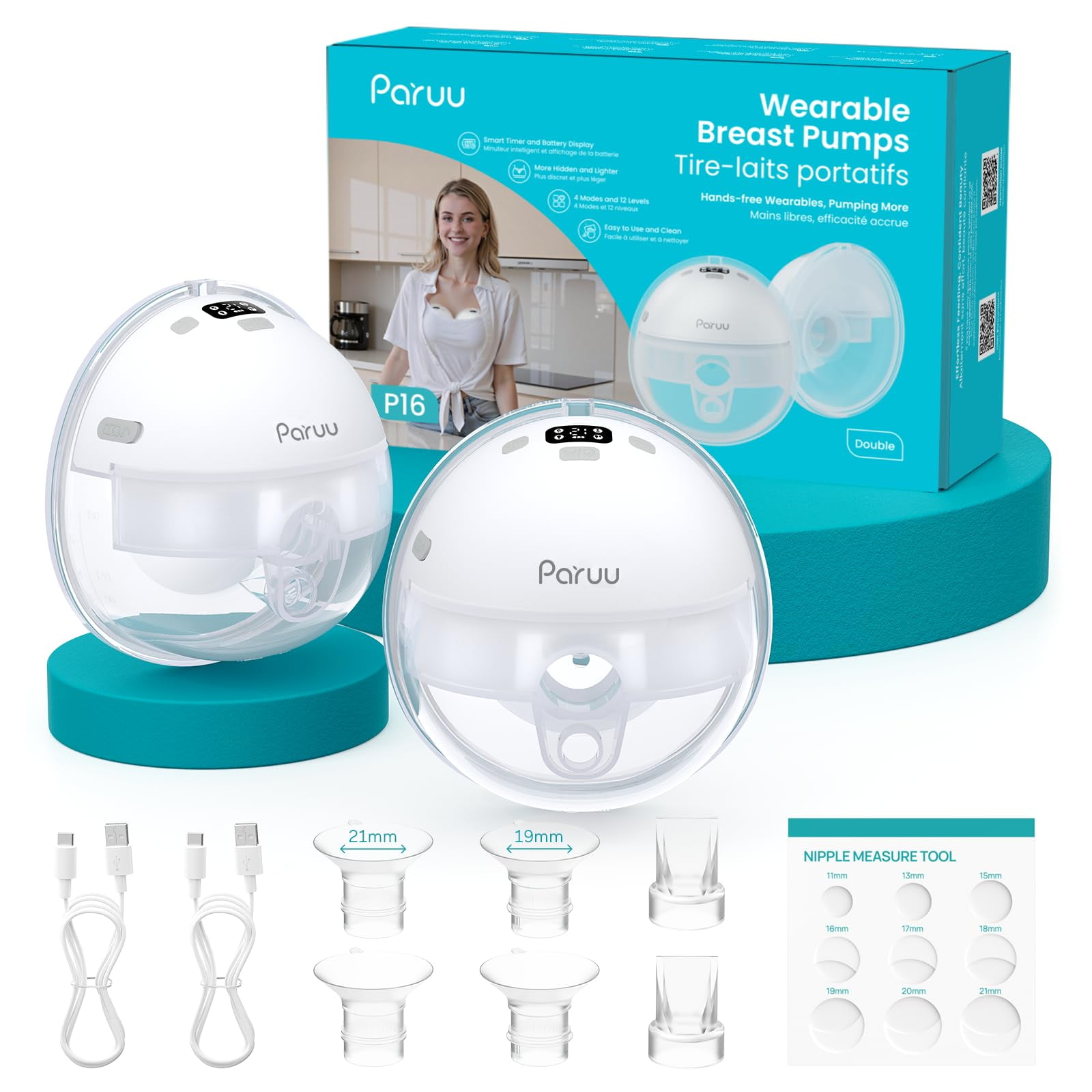 Click here for Paruu P16 Hands-Free Breast Pump With 3 Size Flang... prices