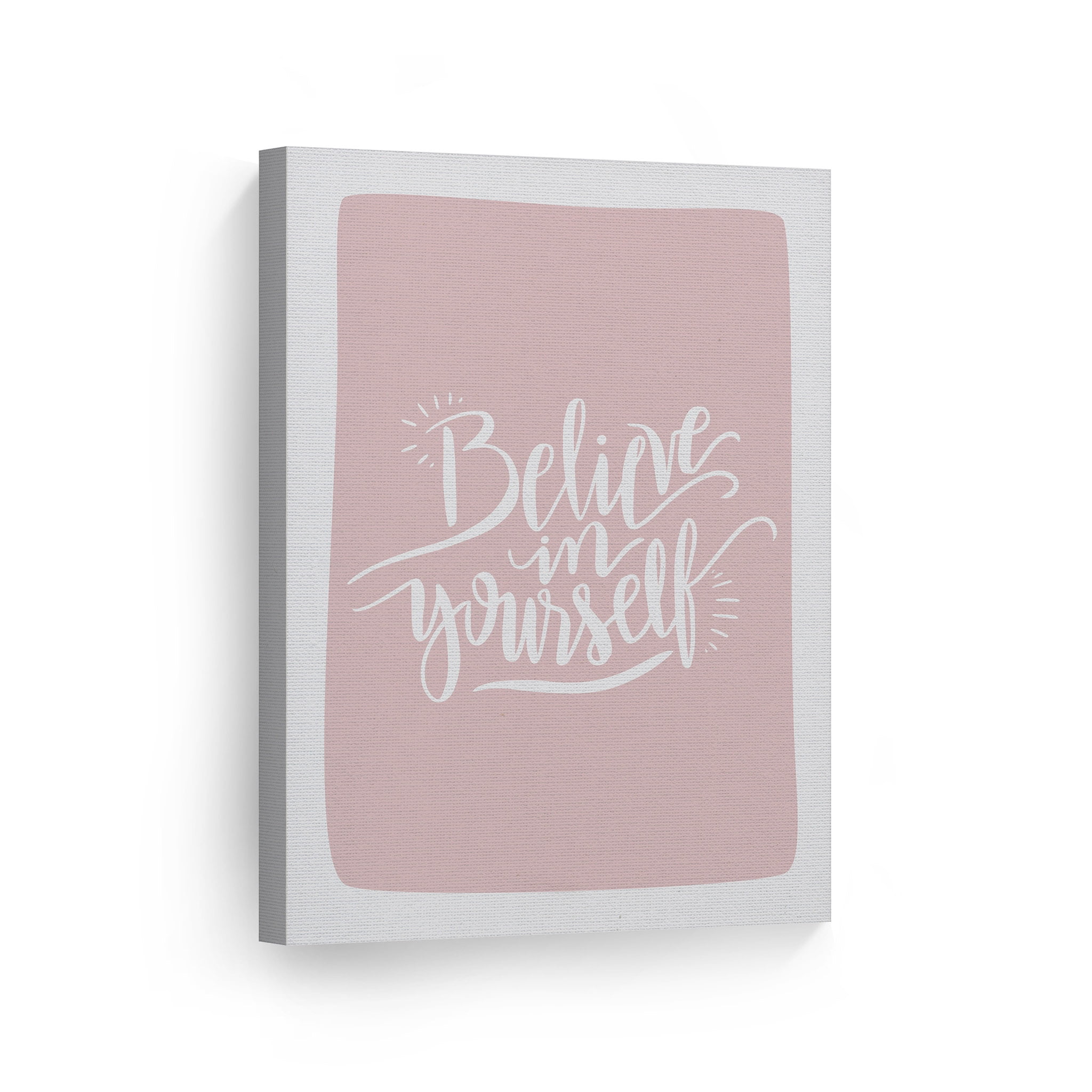 Smile Art Design Believe in Yourself Lettering Pink Background Canvas ...
