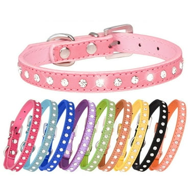 3Pcs Cat Collar Leather with Rhinestones and Bells, Stylish Cats Collar ...