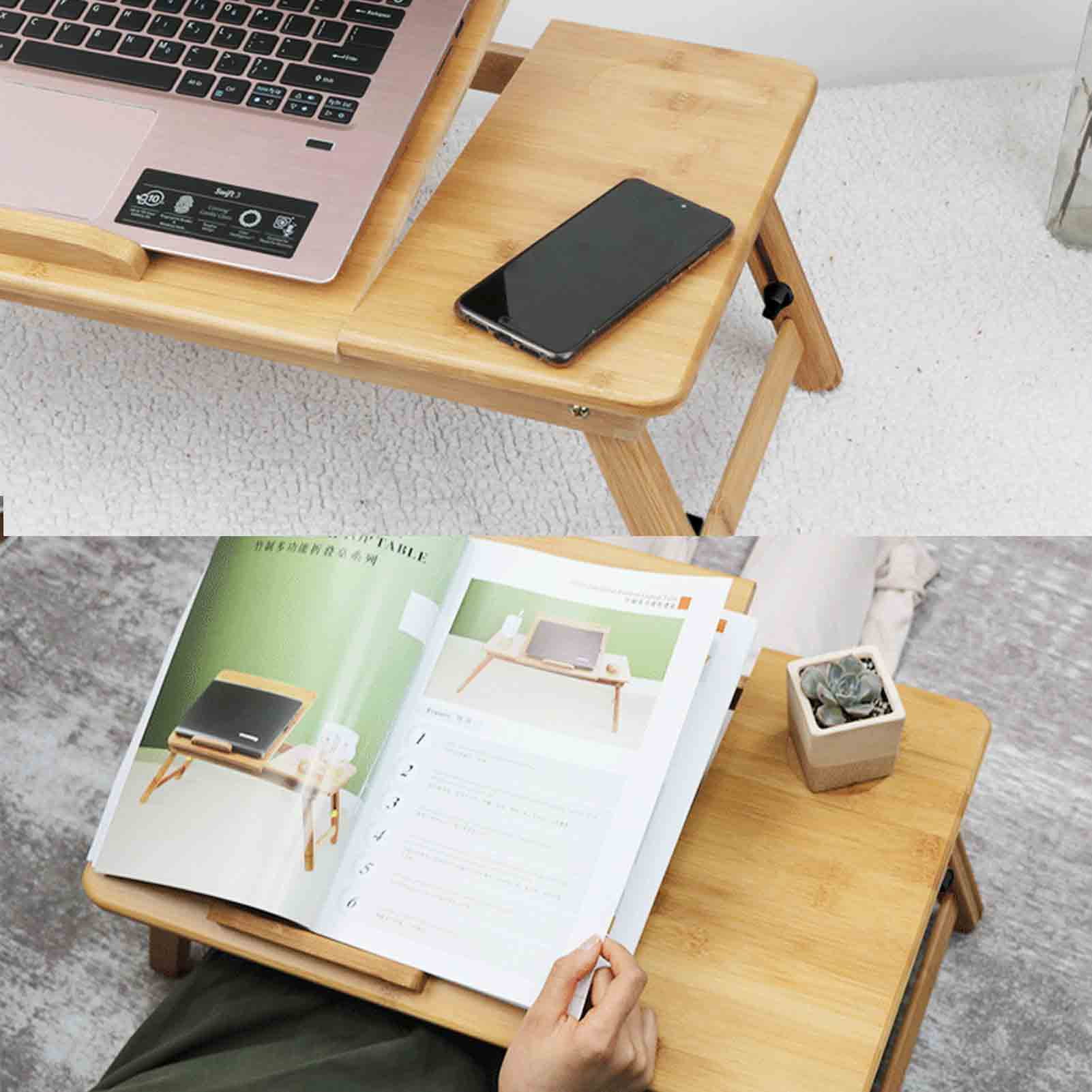 Jadeshay Portable Liftable Bamboo Laptop Desk, Adjustable Computer Bed ...