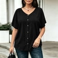Annhoo Plus Size Shirts for Women Casual V Neck Short Sleeve Pullover ...