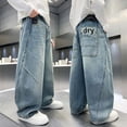 Boys Jeans: Autumn Cartoon Embroidery Wide Leg Pants Straight Fitting ...
