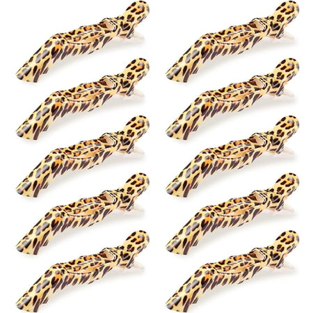 10 Pieces Leopard Print Alligator Hair Clips Hair Clamp Extra Wide ...