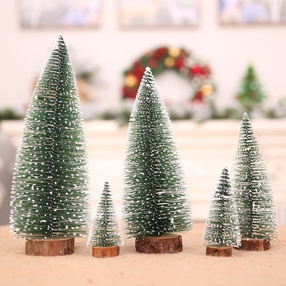 5 Pcs Mini Christmas Tree Pine Needle Flocking Stained White Cedar Desktop Ornaments DIY 5-pcs-mini-christmas-tree-pine-needle-flocking-stained-white-cedar-desktop-ornaments-diy