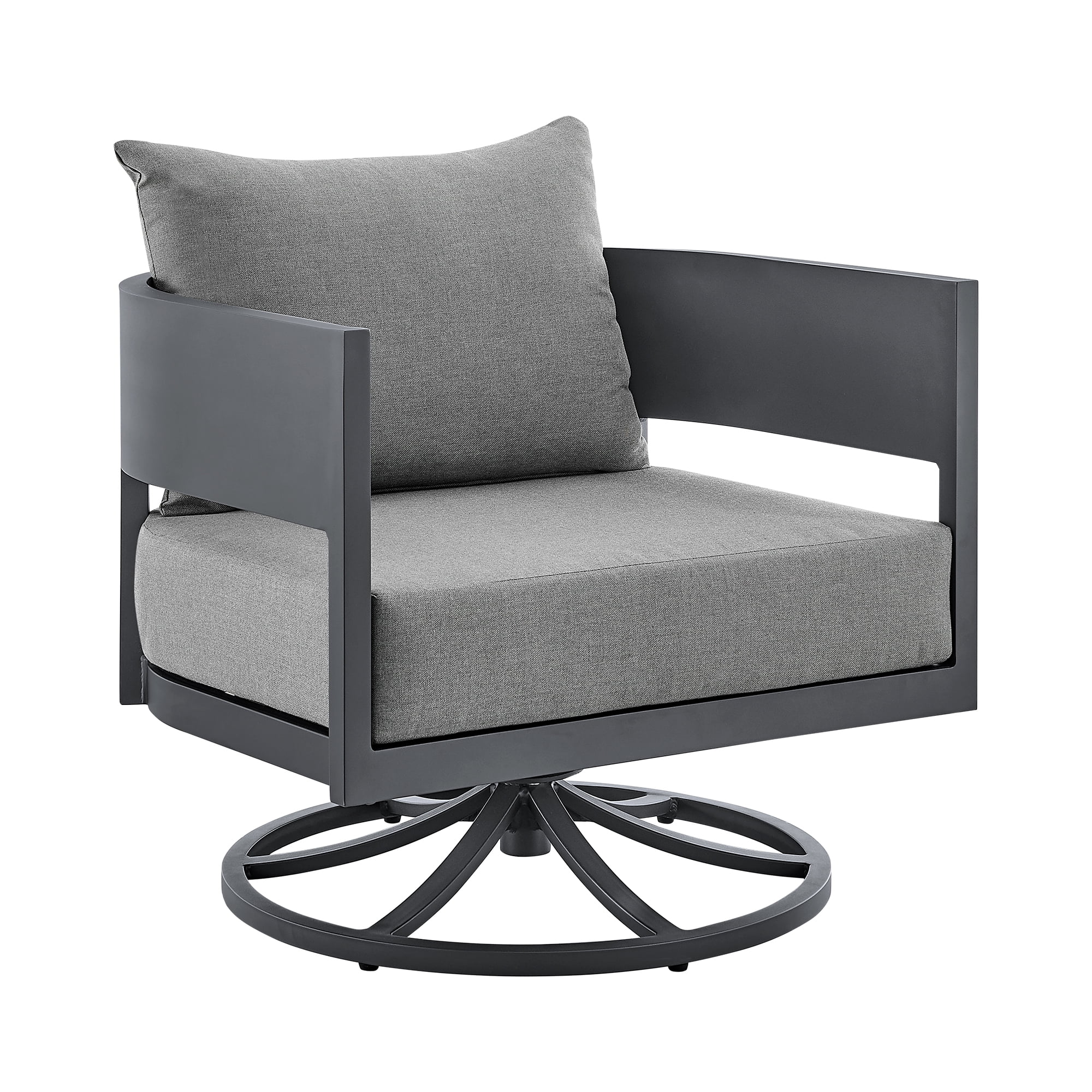 Argiope Outdoor Patio Swivel Rocking Chair in Grey Aluminum with ...