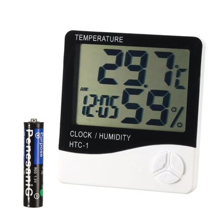 Black Round Shape Digital Temperature Humidity Meters Gauge Indoor ...