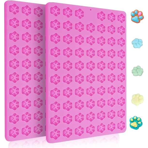 Dog Paw Silicone Mold, 2 PCS Mini Dog Treat Molds, 138 Cavity Non-Stick ...