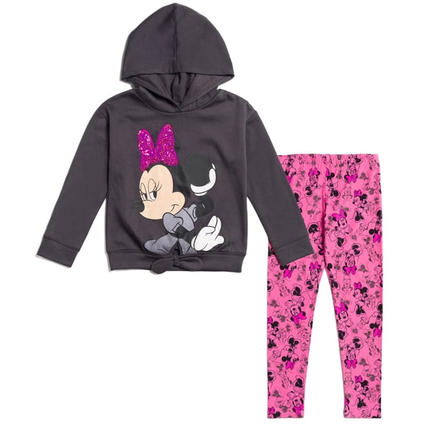 Disney Minnie Mouse Little Girls Pullover Fleece Hoodie and Leggings ...