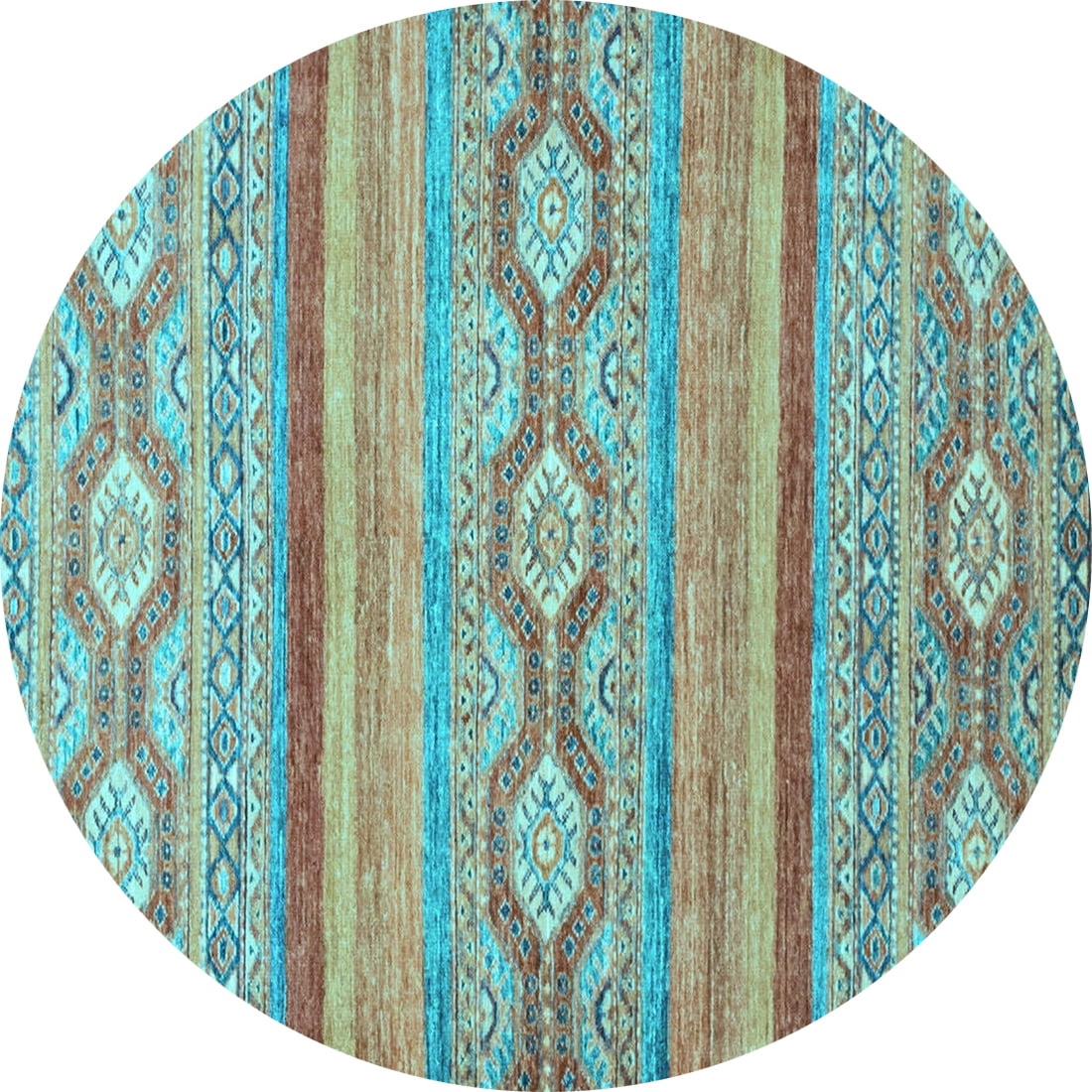 Ahgly Company Indoor Round Southwestern Light Blue Country Area Rugs, 8 ...