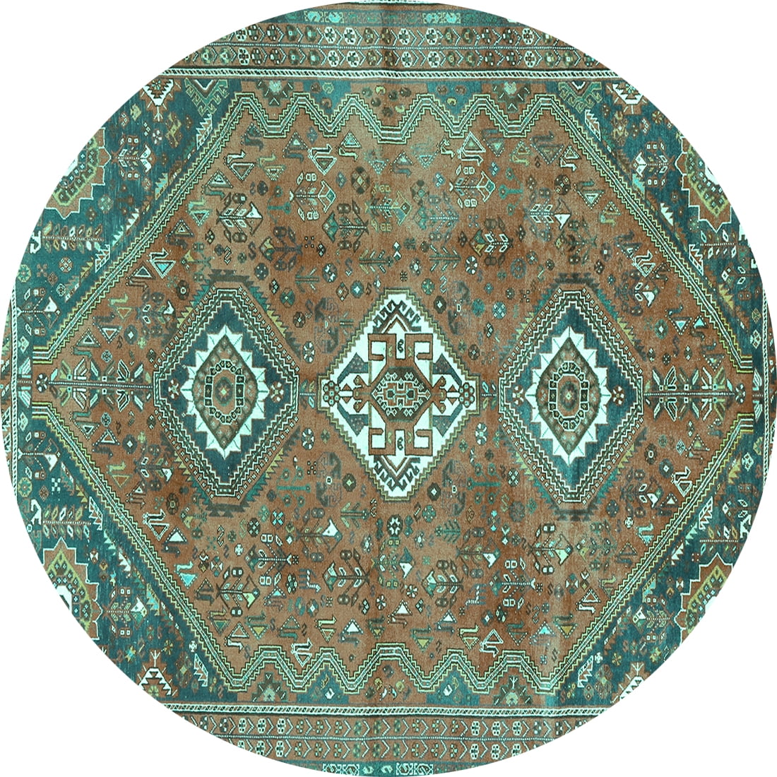 Ahgly Company Indoor Round Persian Turquoise Blue Traditional Area Rugs ...