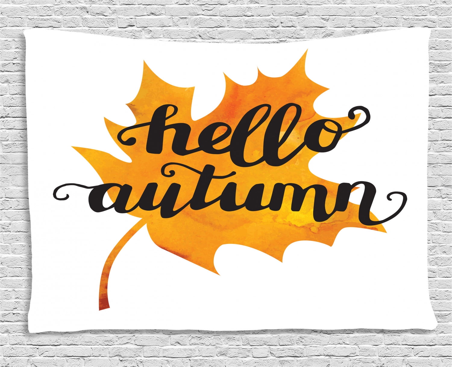 Autumn Tapestry, Maple Leaf Silhouette in Warm Colors with Hand ...