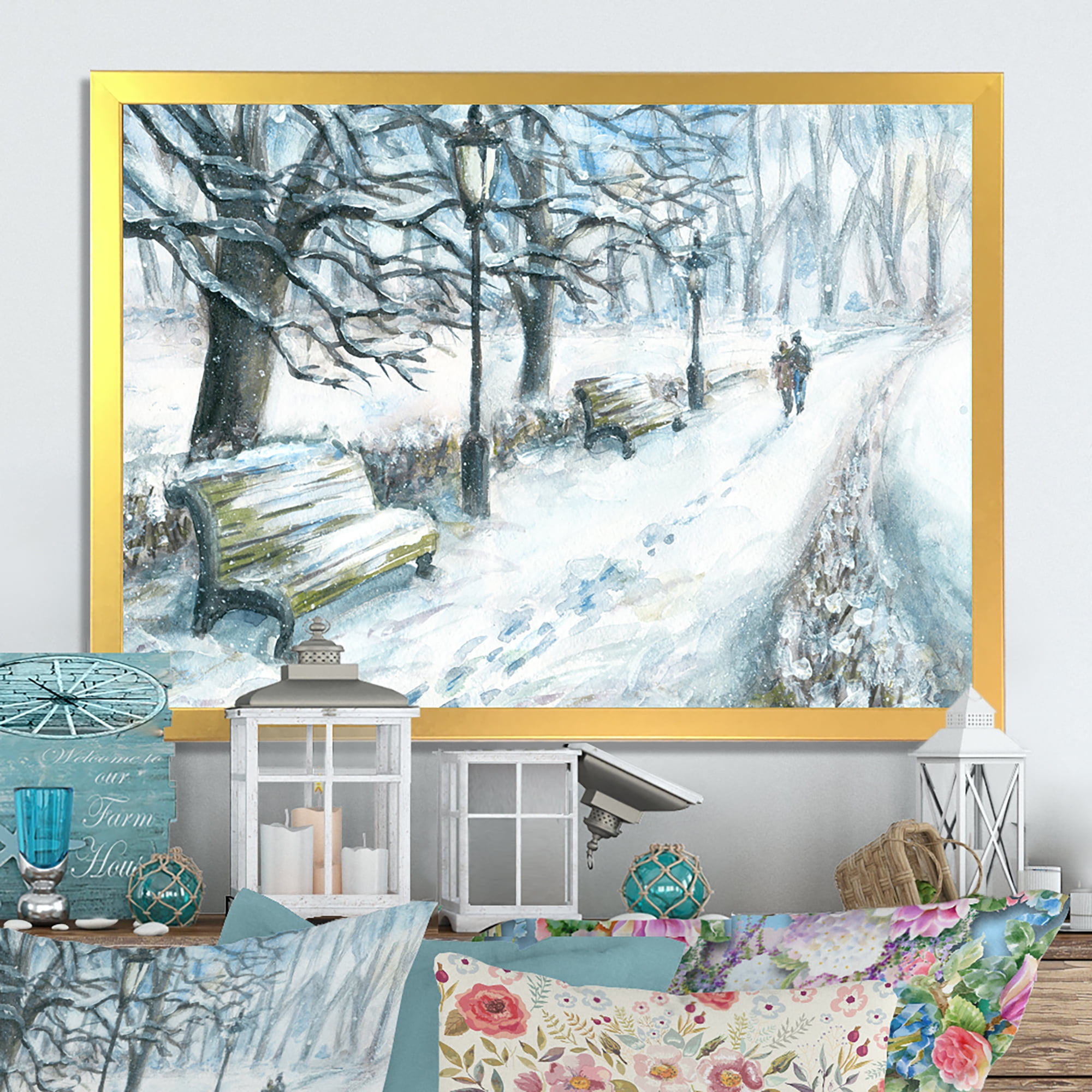 Click here for Designart Winter Park At Christmas Traditional Fra... prices