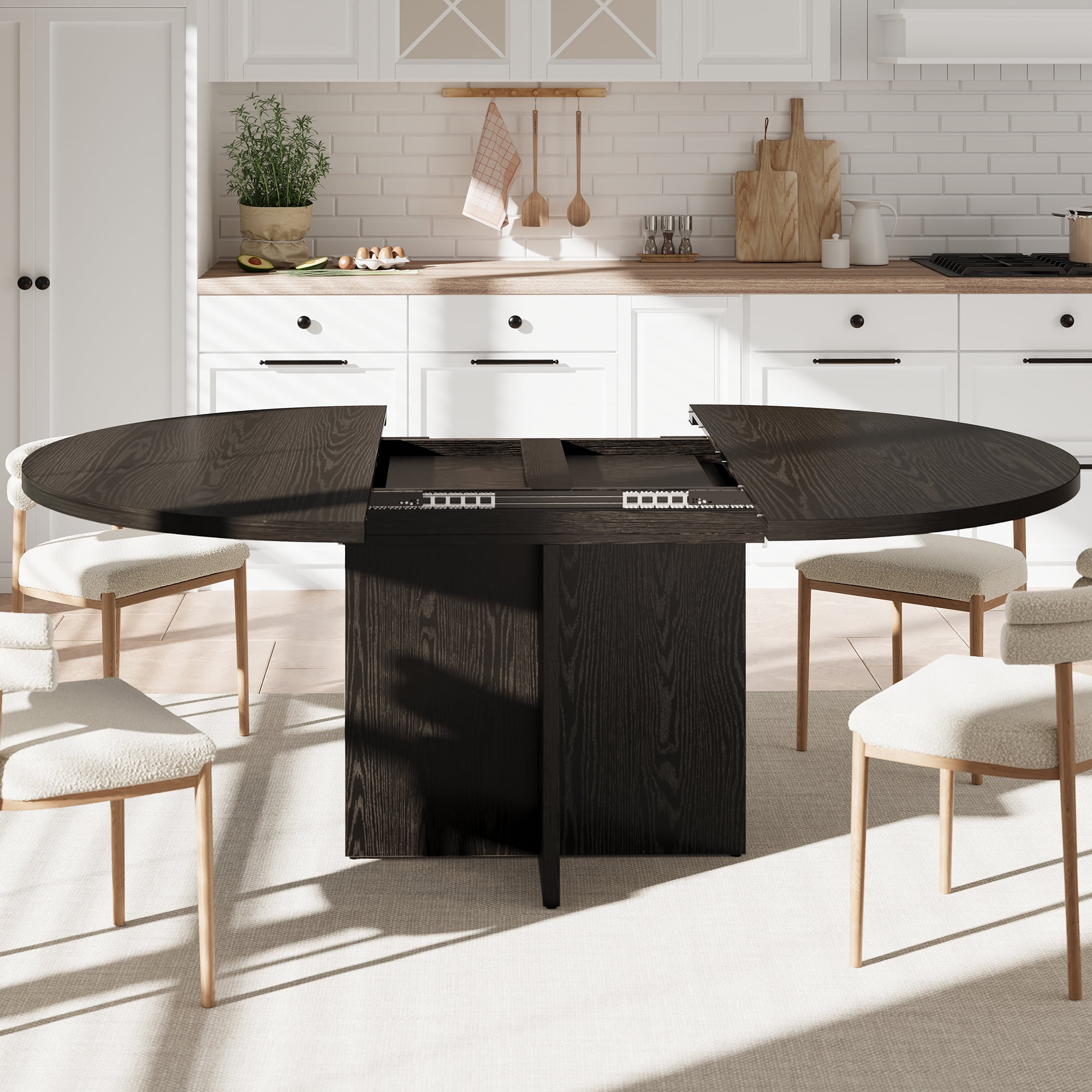 Click here for Tropow Round Dining Table With Extendable Leaf - S... prices