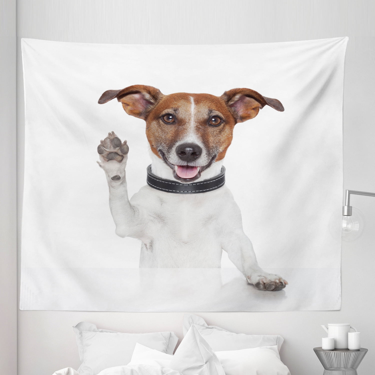 Jack Russell Tapestry, Waving High Fiving Dog Animal Lover Themed ...
