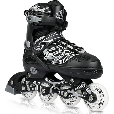 DIKASHI Black/Grey Roller Blades Skates Boys Girls Adjustable Inline ...