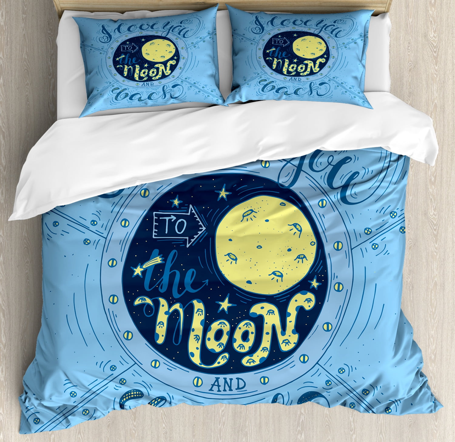 I Love You Duvet Cover Set Queen Size, Astronomy Space Map Style Themed ...