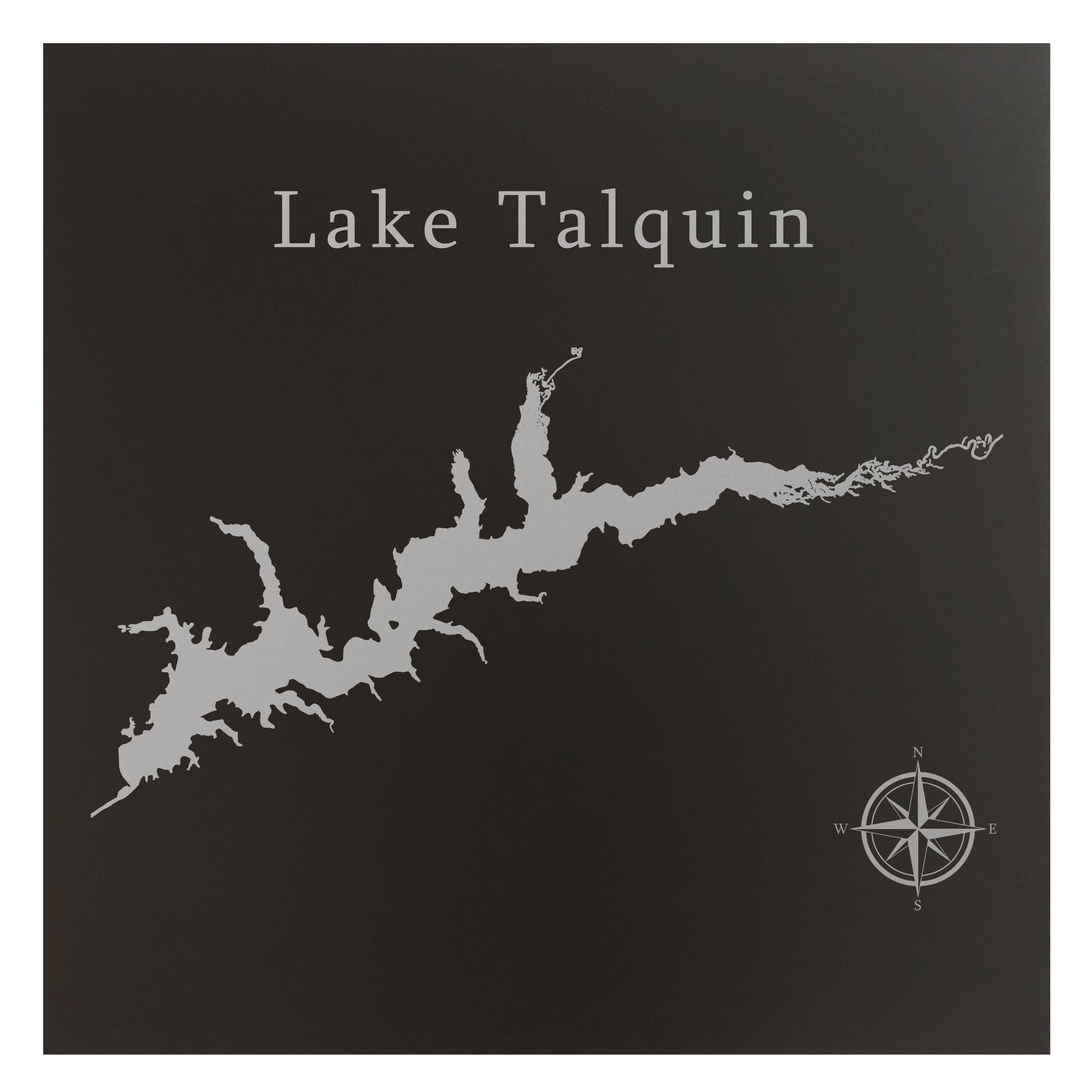 Lake Talquin Map 12x12" Black Metal Wall Art Office Decor Gift Engraved ...