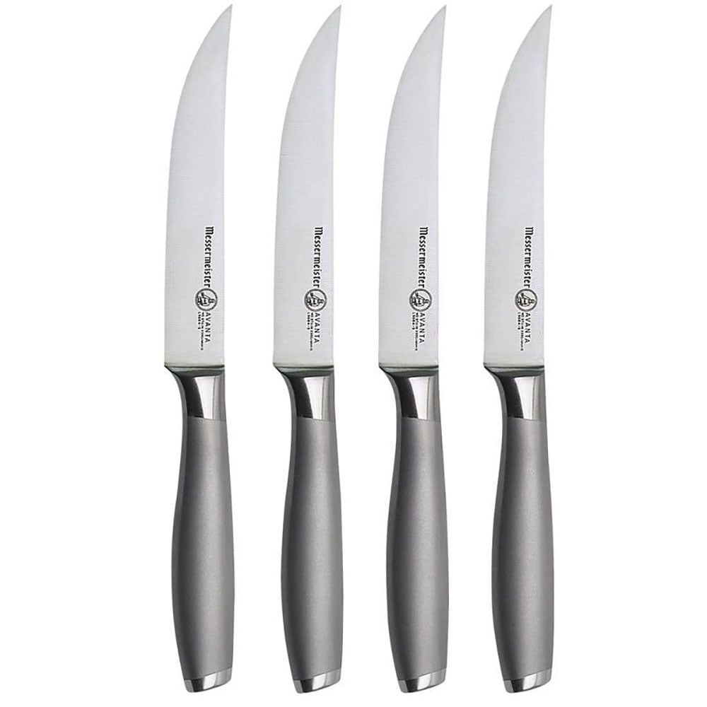 Messermeister Avanta Stainless Steel Fine Edge Steak Knife Set, 4 Piece ...