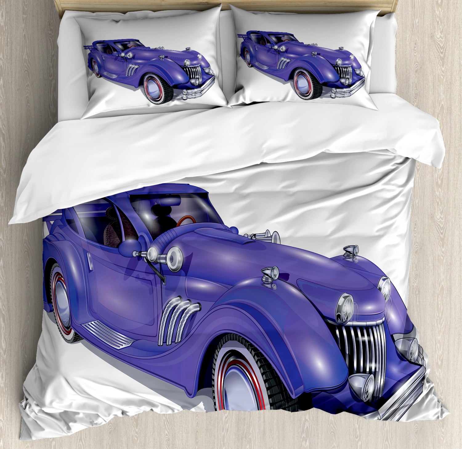 Cars Duvet Cover Set King Size, Custom Vehicle with Aerodynamic Design ...