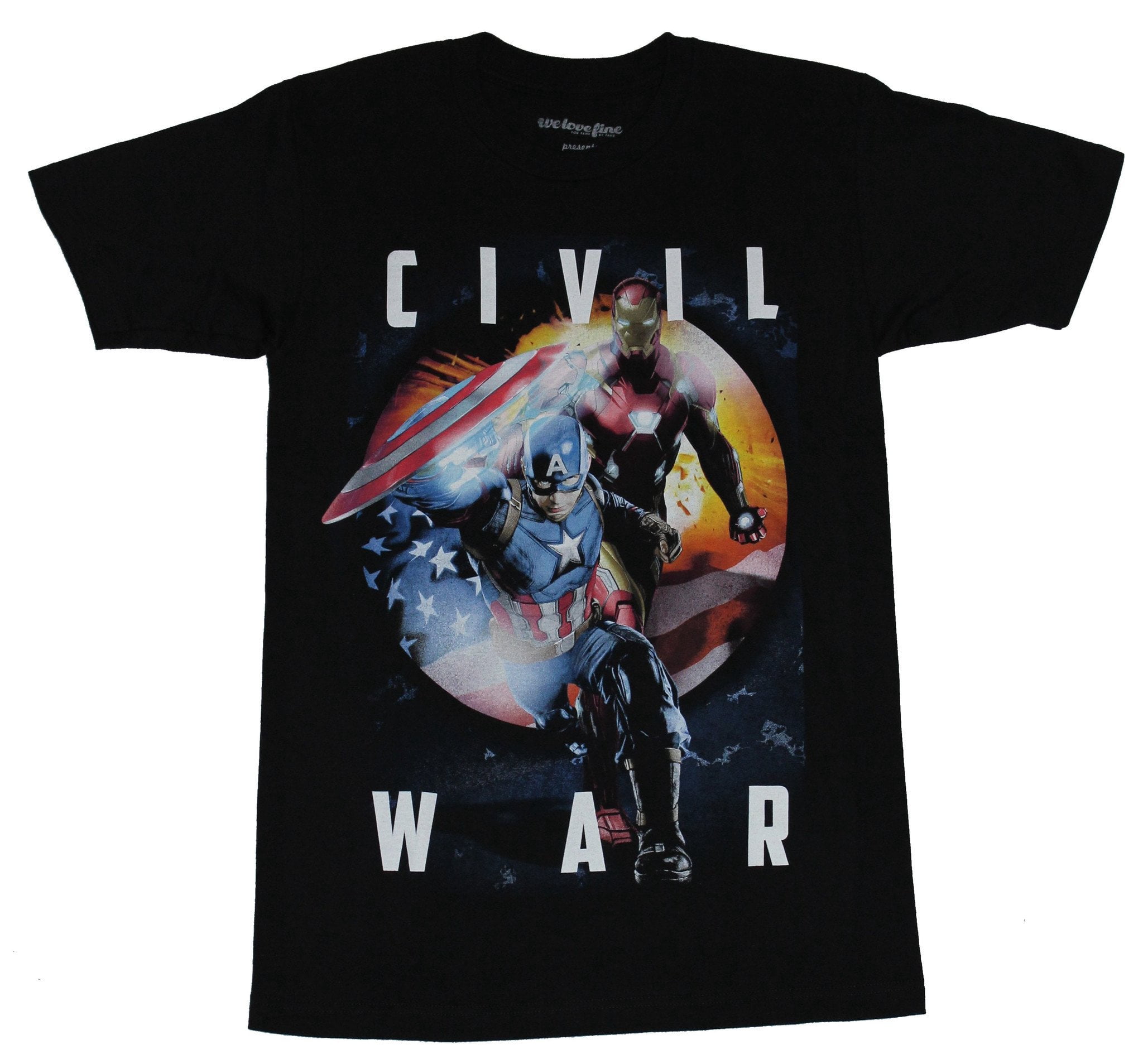 Captain America Mens T-Shirt - Civil War Iron Man Cap Word reflecting ...