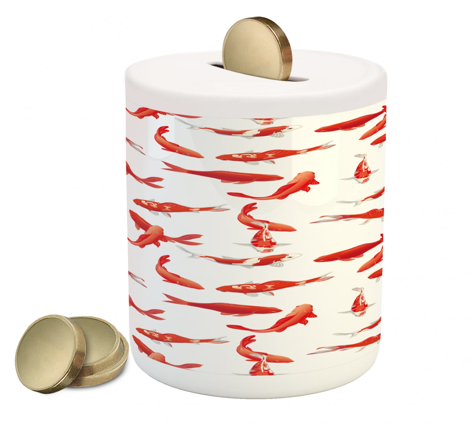 Koi Fish Piggy Bank, Eastern Japanese Exotic Koi Fish Common Carp Calm ...