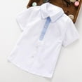Kids Boys White Short Sleeve Button Up Shirt, Two Tone Oxford Preppy ...