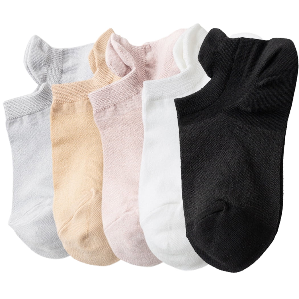 Solid Color Tab Socks - 5 Pairs Short Ankle Socks Low Cut Socks for ...