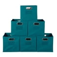 Collapsible Home Storage Set Of 6 Foldable Fabric Storage Bins Teal