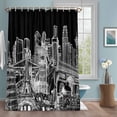 Abstract Shower Curtain for Bathroom, White and Black Global Landmarks ...