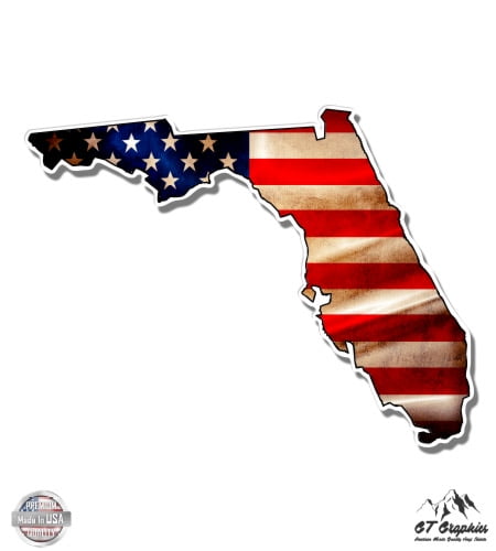 Florida State Shape American Flag - 12" Vinyl Sticker Waterproof Decal ...