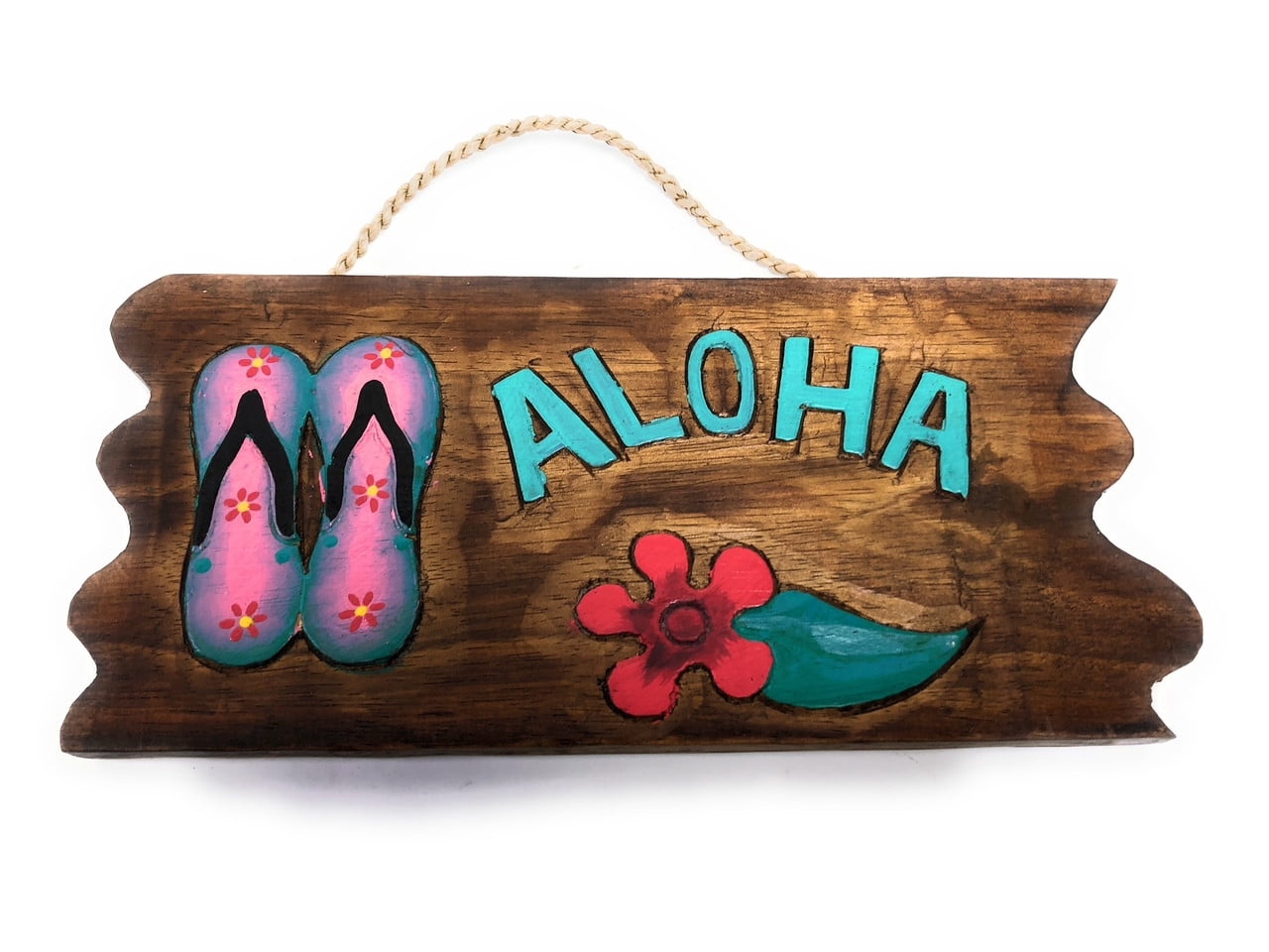 Aloha Sign w/ Slippers and Hibiscus Sign 12" - Tropical Decor | # ...