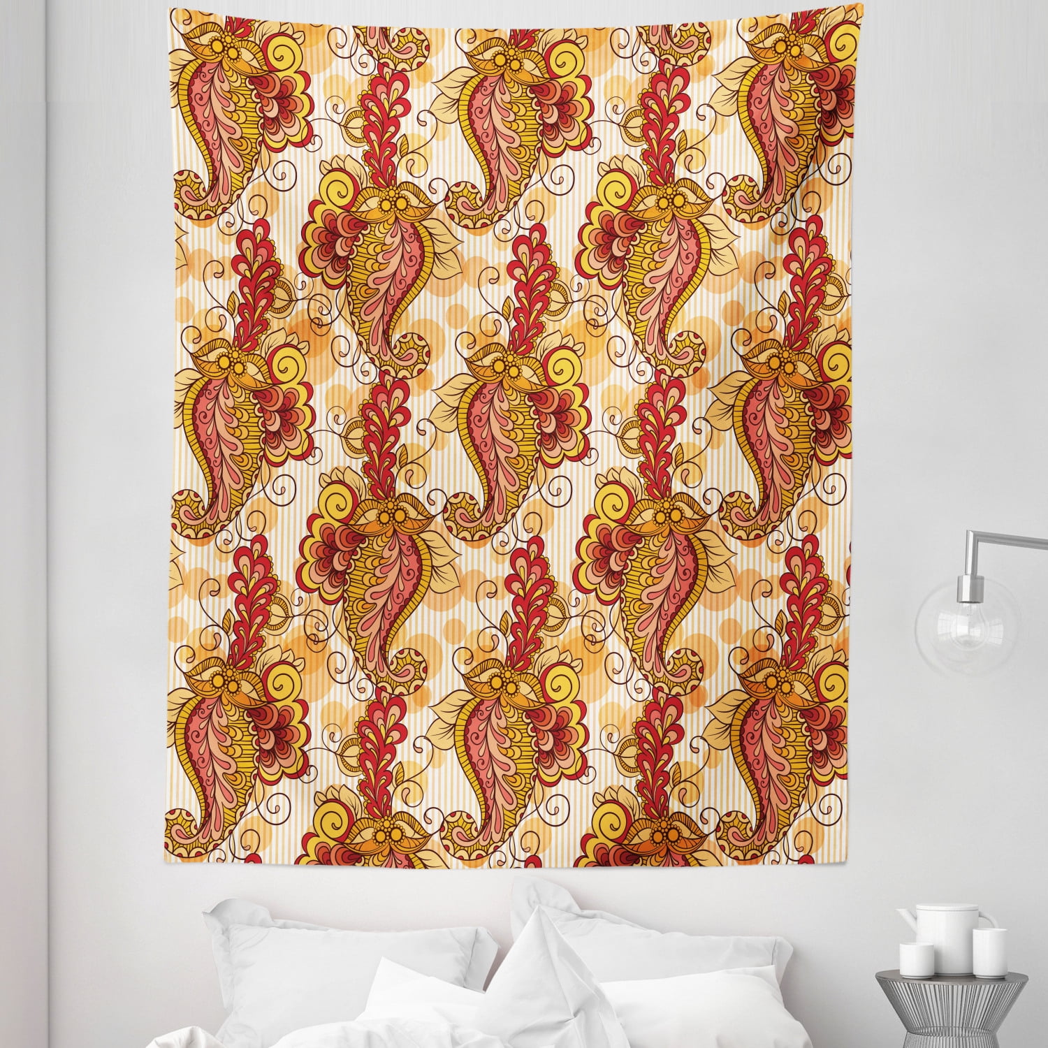 Floral Tapestry, Traditional Paisley in Colors Floral Ornamental ...