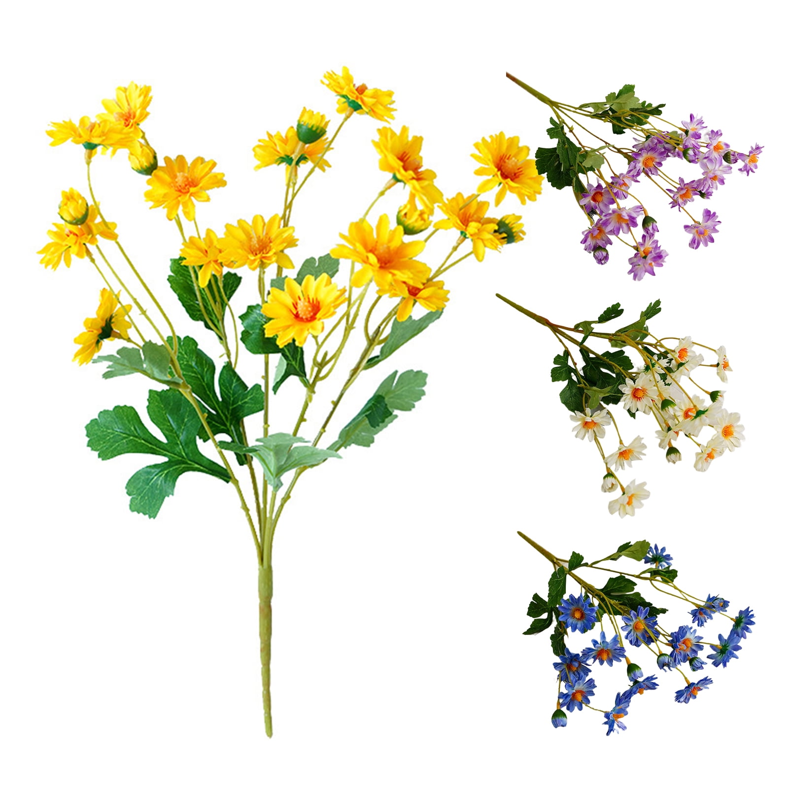 Limei Artificial Daisies Flowers Outdoor UV Resistant 2 Bundles Fake ...