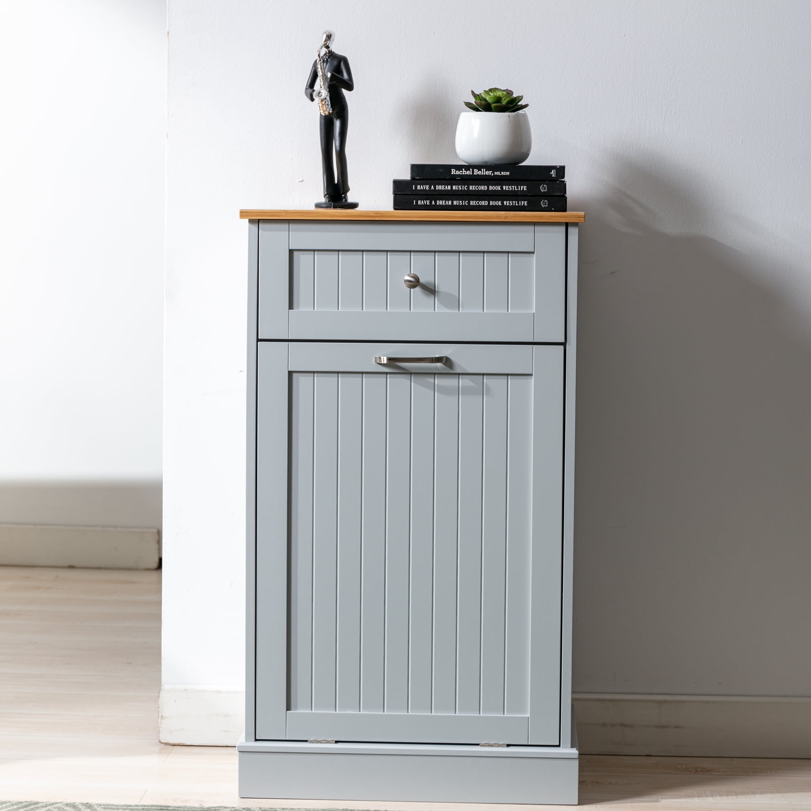 Yaoping Kitchen Trash Cabinet Tilt Out Free Standing Storage Can, Wood ...