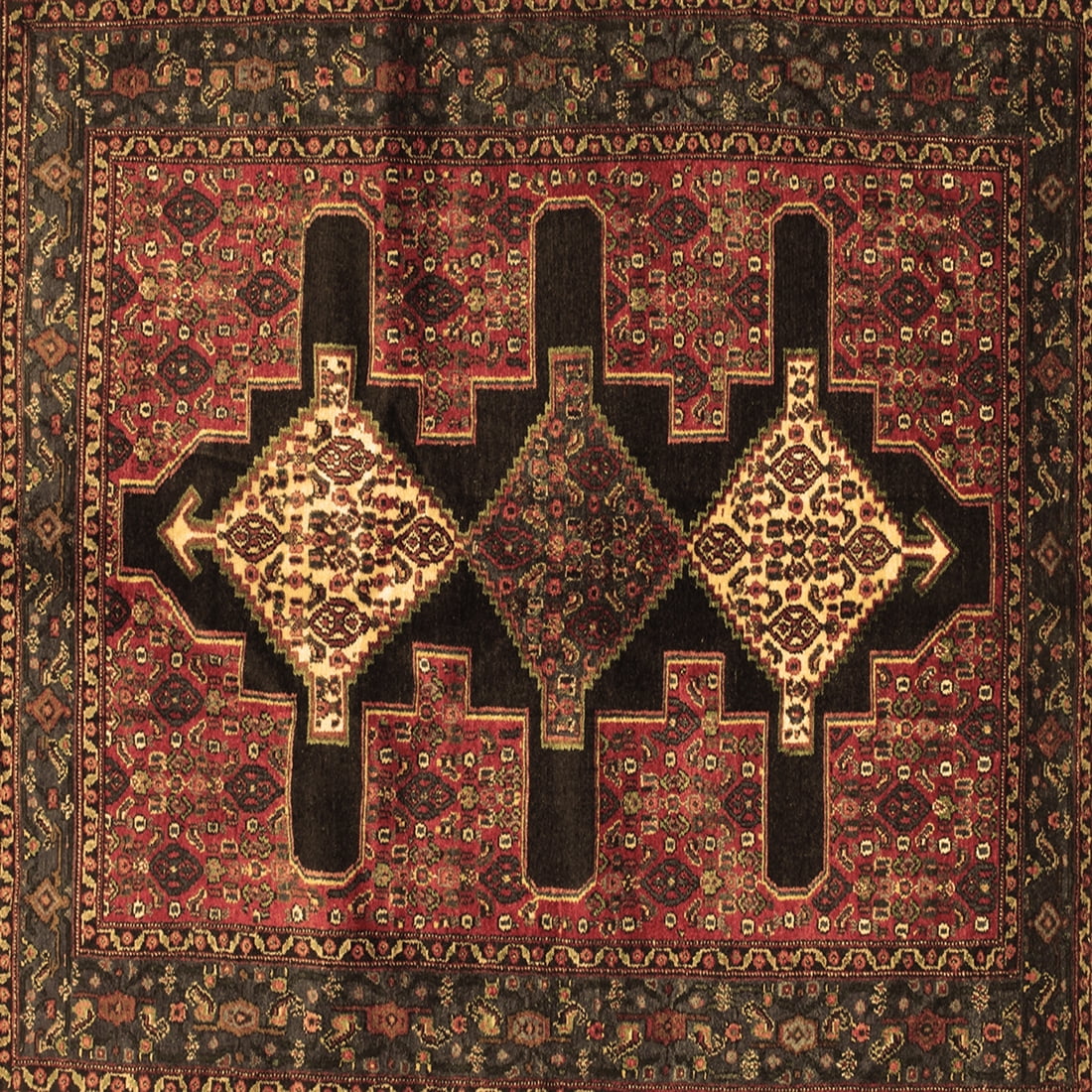 Ahgly Company Indoor Square Persian Brown Traditional Area Rugs, 7 ...