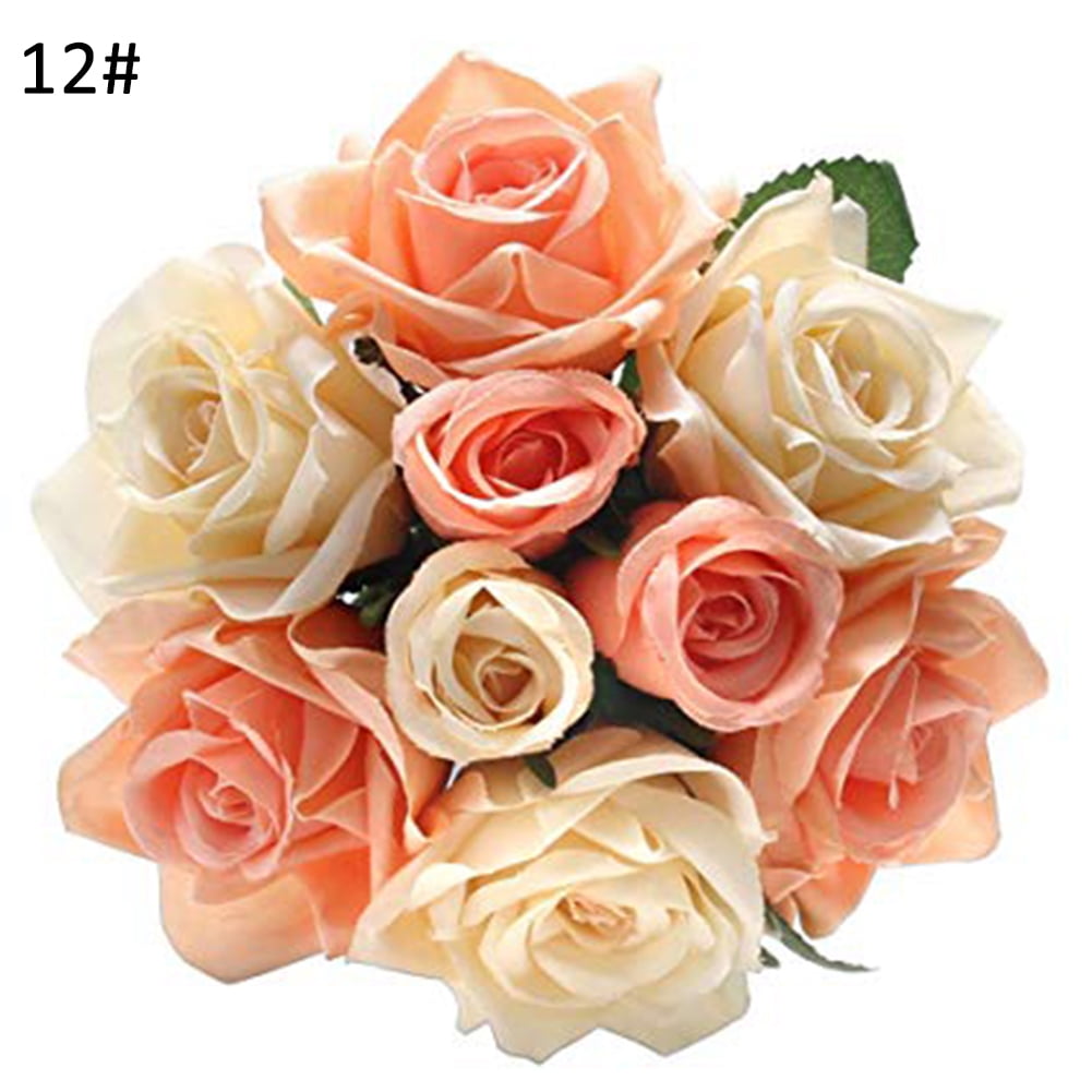 Artificial Rose Flower Red Silk Roses with Stem Flowers Bouquet Wedding ...