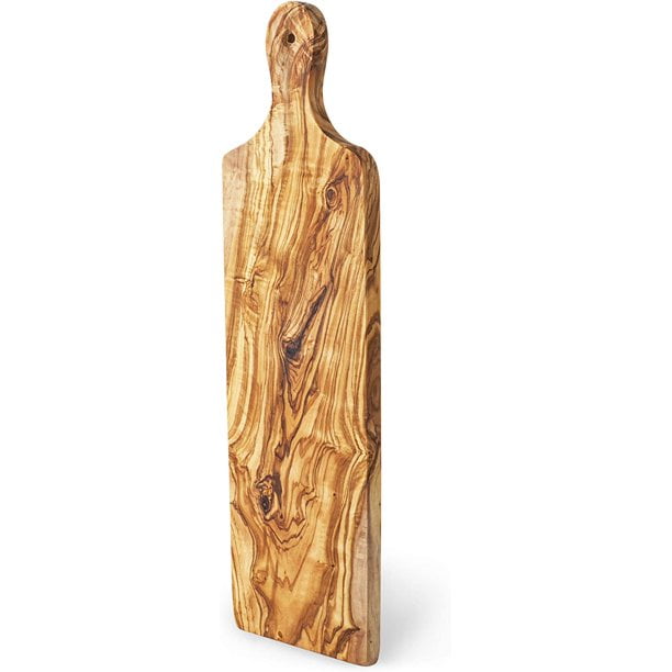 Olive Wood Cutting Board with Handle - 20" Wooden Cheese Board for Meat ...