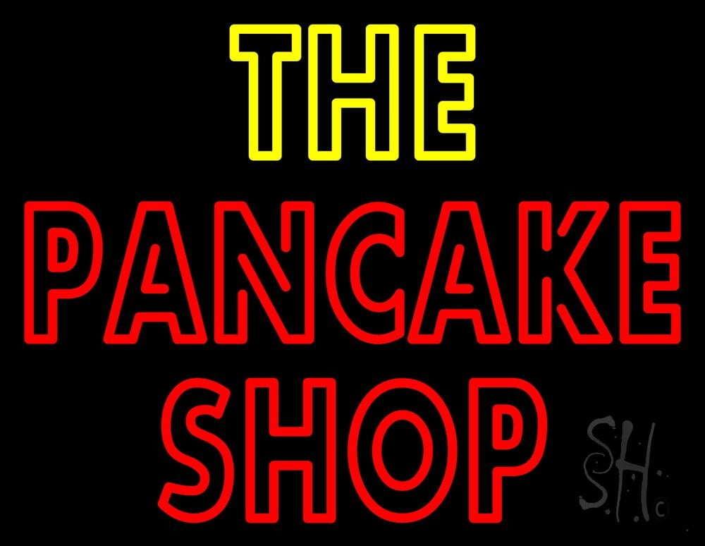Double Stroke The Pancake Shop LED Neon Sign 24 x 31 - inches, Black ...