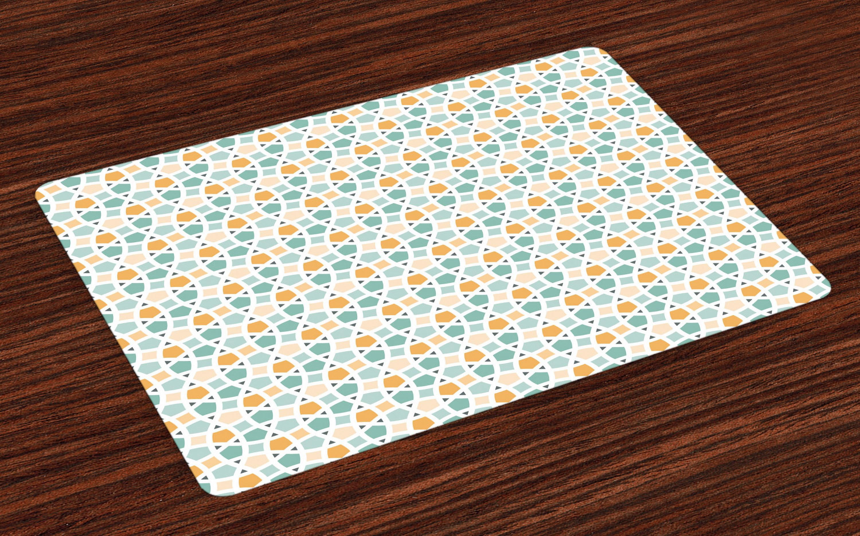 Ambesonne Teal and White Place Mats Set of 4, Eastern Mosaic, Standard ...