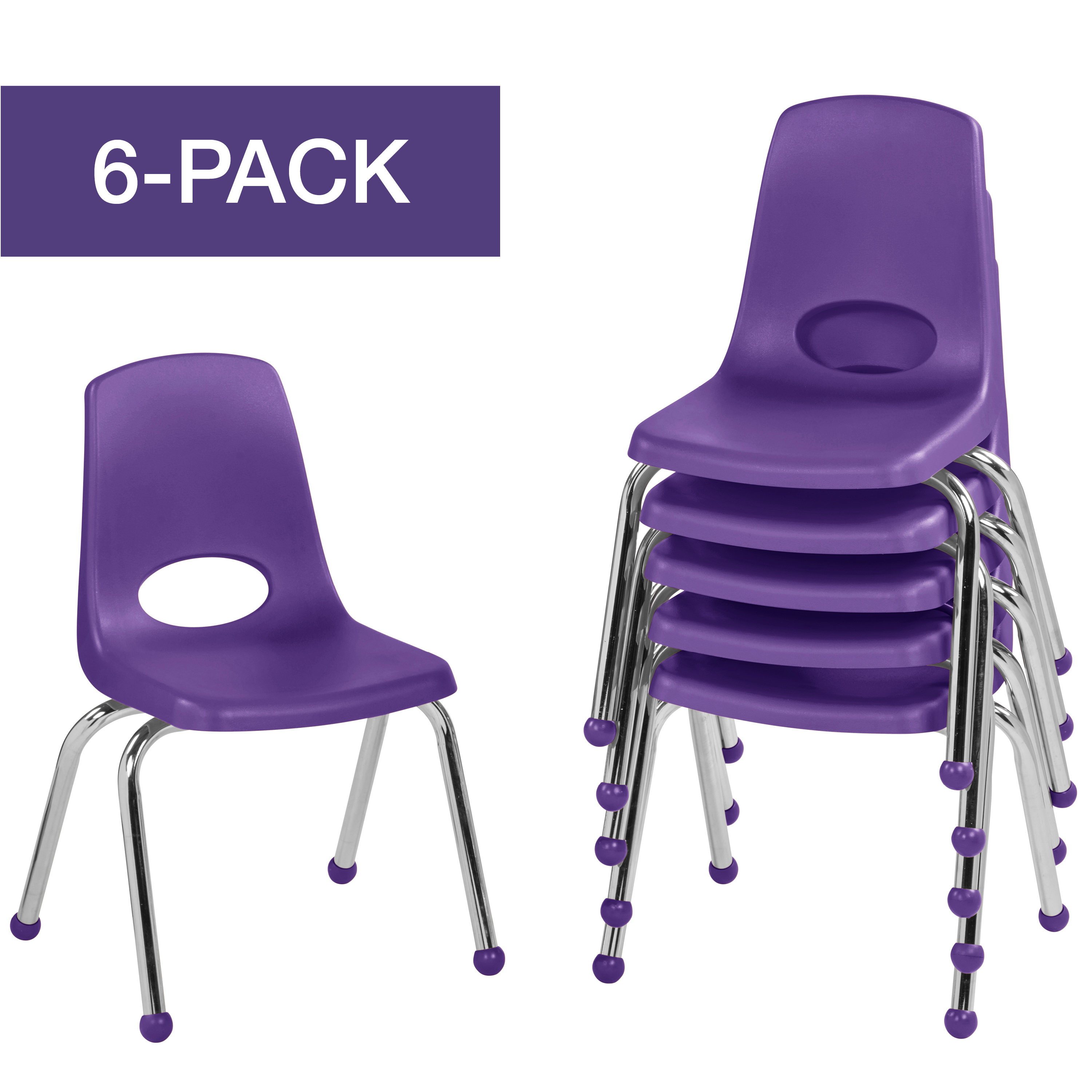 ECR4Kids School Stack Chair Chrome Legs, Multiple Sizes/Colors/Types ...