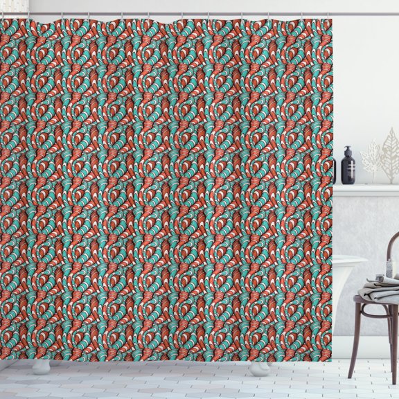 Abstract Shower Curtain, Modern Labyrinth Like Layout of Hand Drawn ...