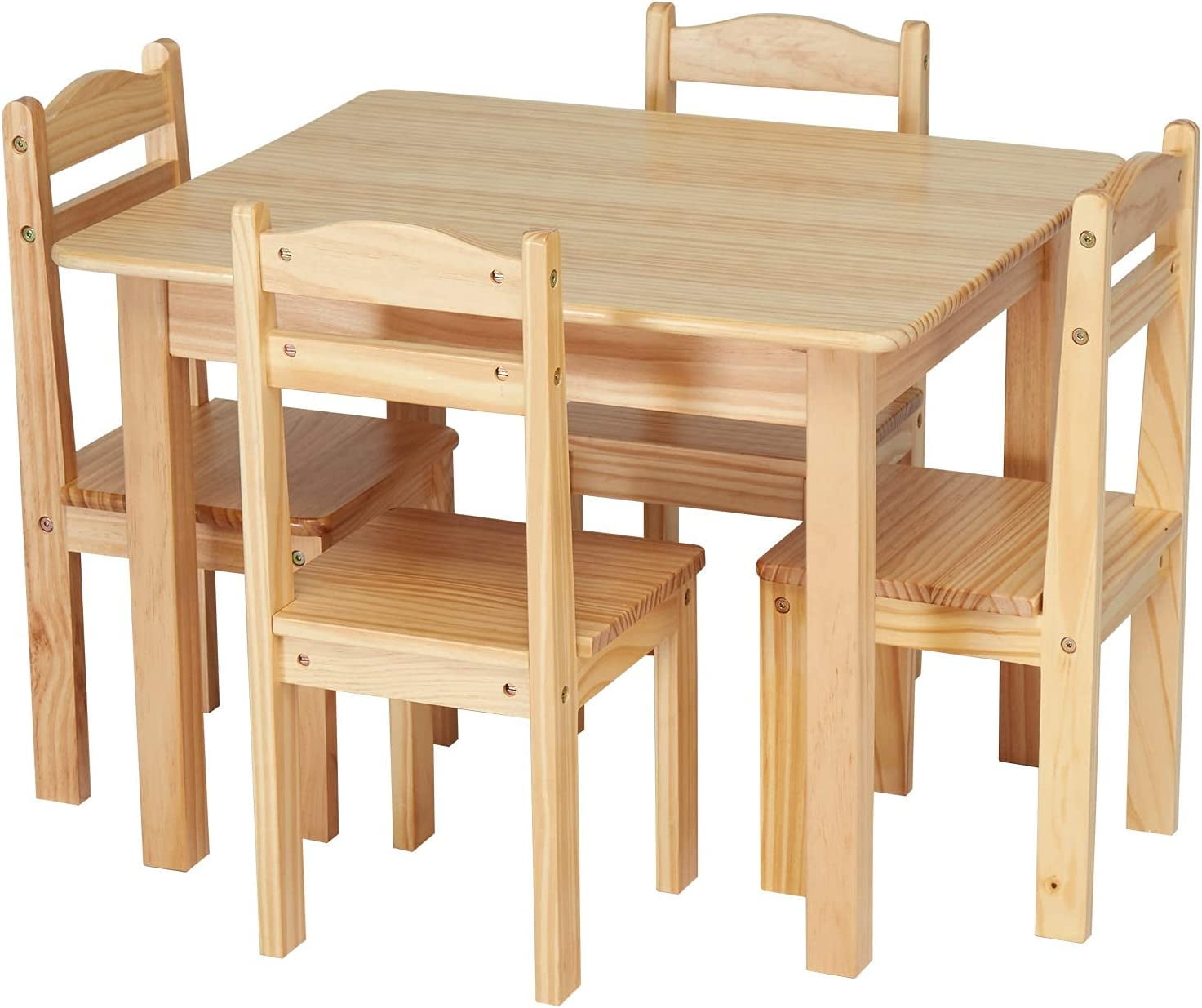Kinbor 5PCS Wooden Kids Table & Chair Set Toddler Play Activity ...