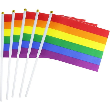 50 Pack Rainbow flag Small Mini Flag Hand Held Flag Stick Flag Rainbow ...