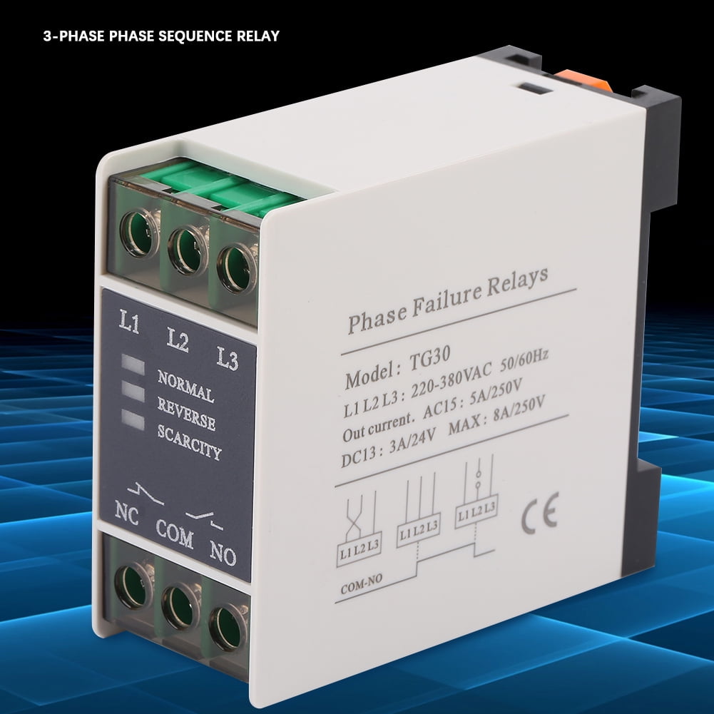 3-Phase Phase Relay Phase Loss Protection Rated Current 5A Phase Failure Relay Phase Reversal ...