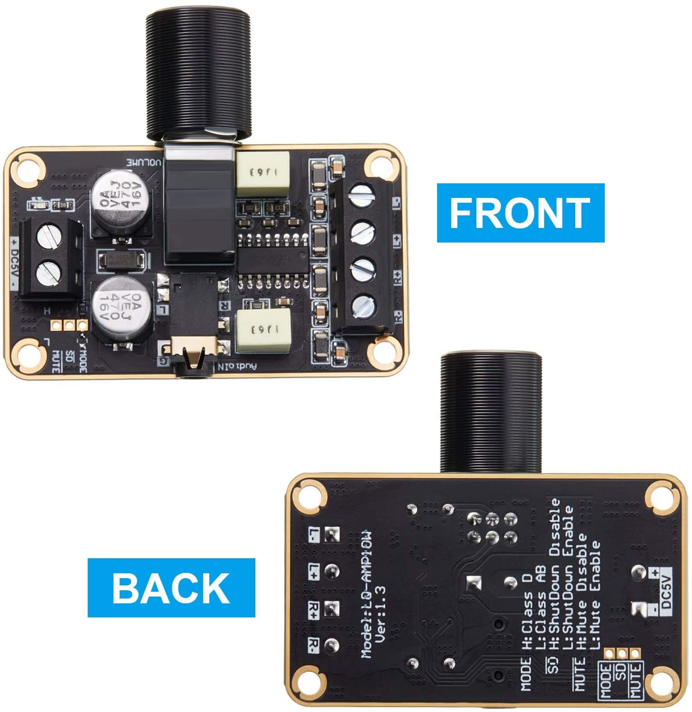 2 Pieces PAM8406 Mini Audio Amplifier Board DC 5V, 5W+5W Amplifier ...