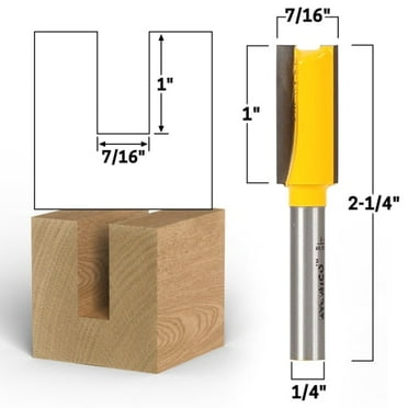 7/16" Diameter X 1" Height Straight Router Bit - 1/4" Shank - Yonico ...