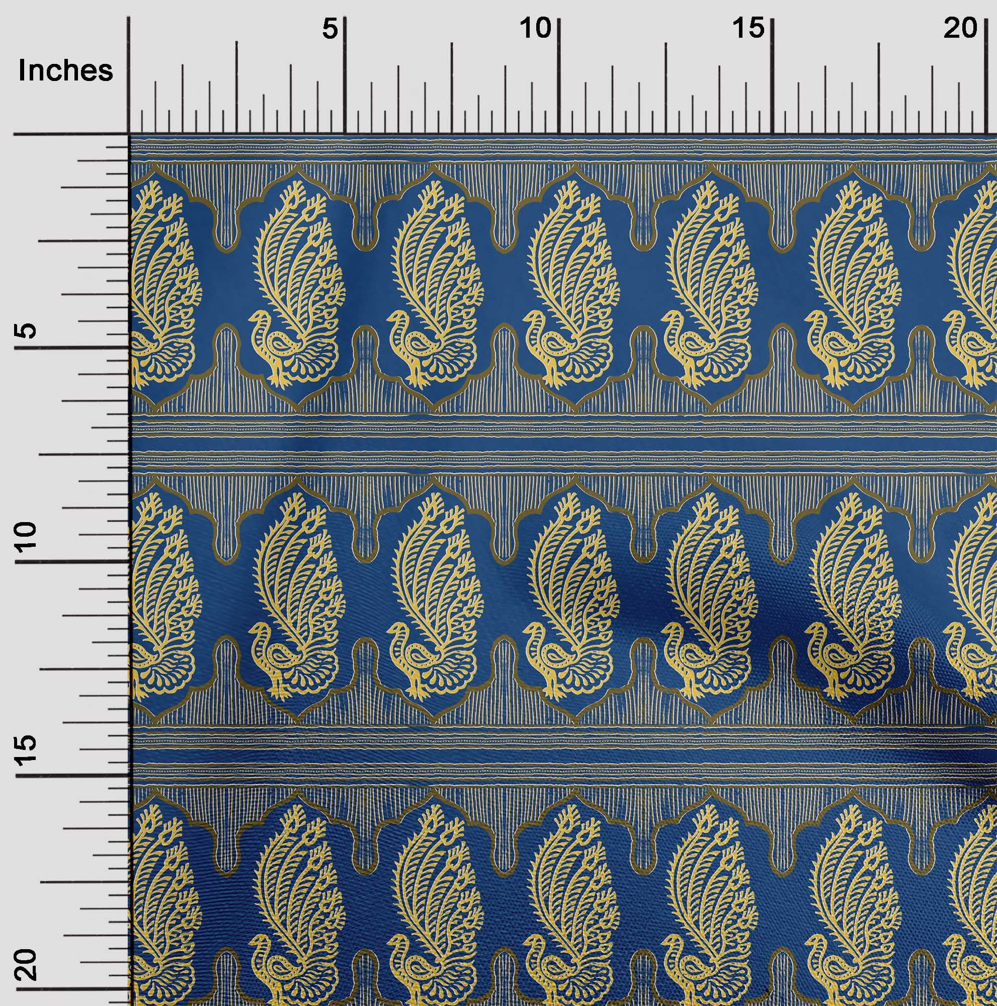 oneOone Organic Cotton Voile Fabric Peacock Block Print Fabric By Yard ...