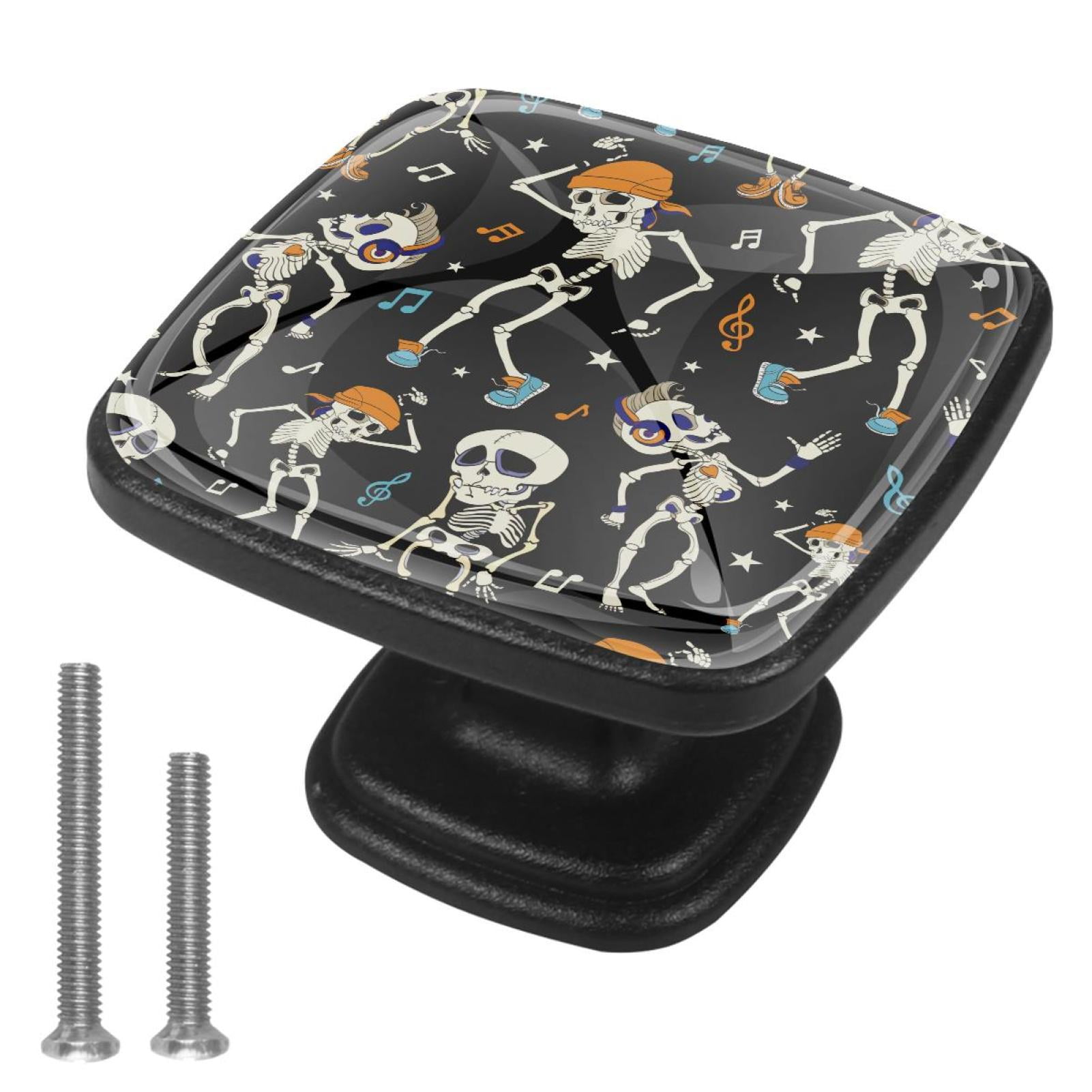 4 Pcs Cabinet Handle Drawer Pulls Skull Knobs with Screws Square ...