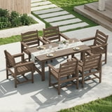 KINGYES All Weather Outdoor Dining Table with Umbrella Hole, HDPE ...